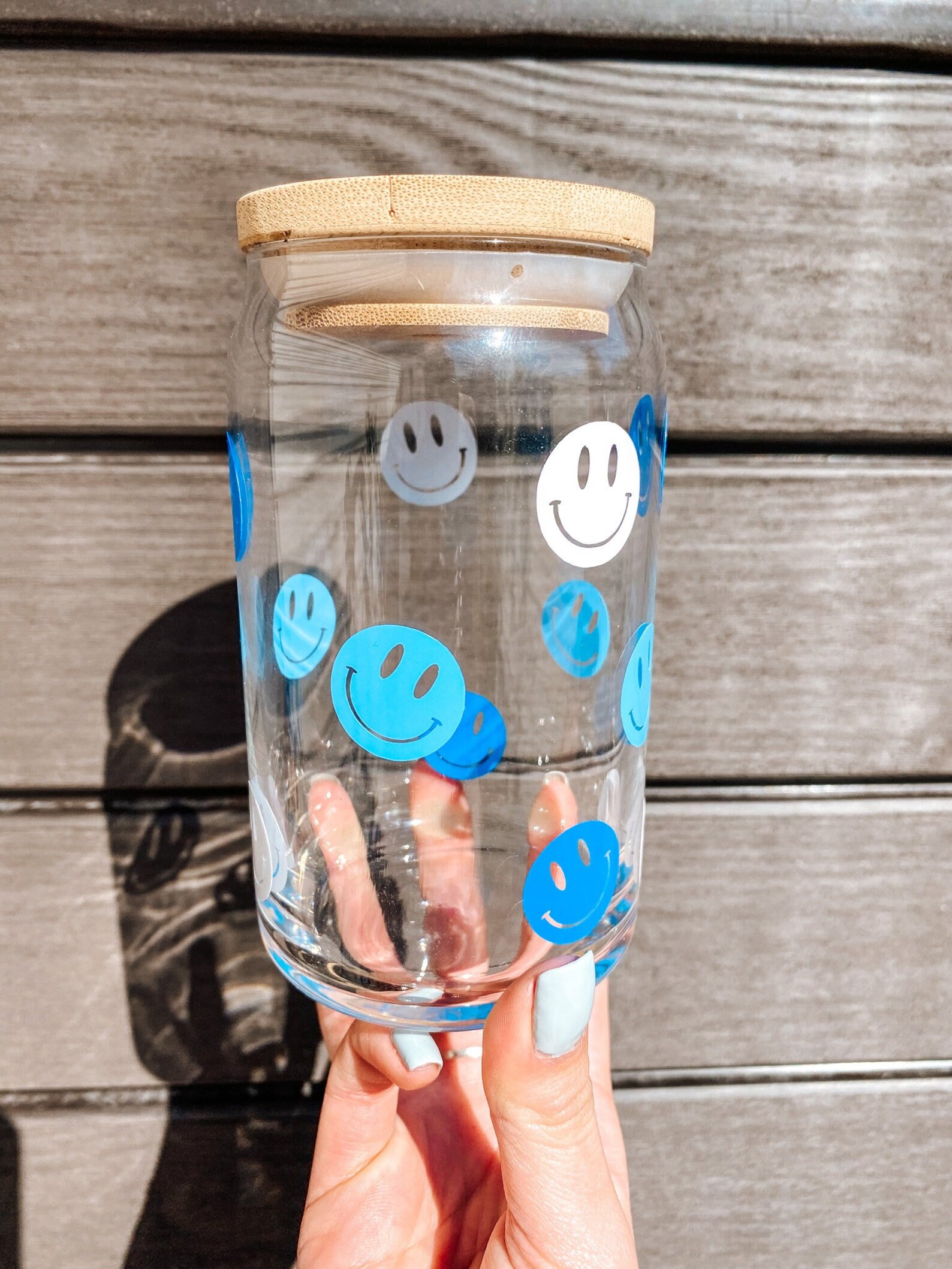 Smiley Face Glass Cup Iced Coffee Glass Cup Trendy Glass - Etsy