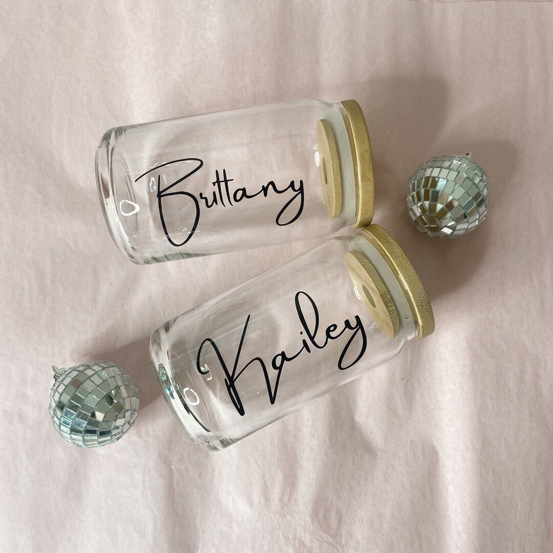 Custom Name Glass Cup, Personalized Name Glass Cup, Custom Bridal Party ...