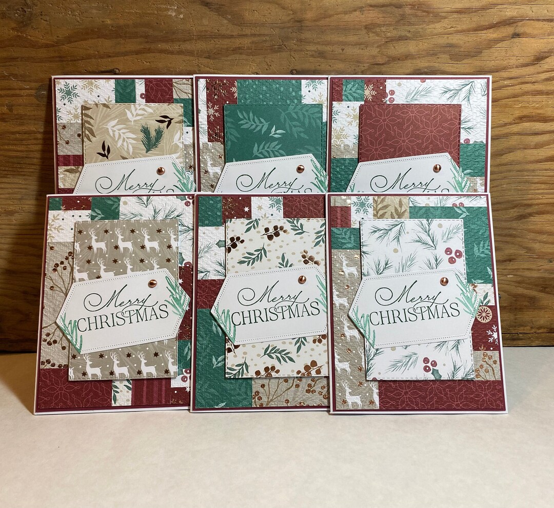 Handmade Christmas Cards Set of 6 Merry Christmas Holiday Cards Stampin ...
