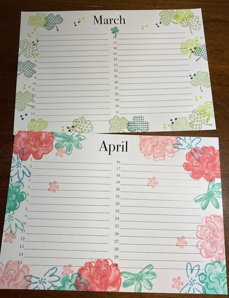 Hand-stamped Perpetual Birthday Calendar – Special Occasion Organizer ...