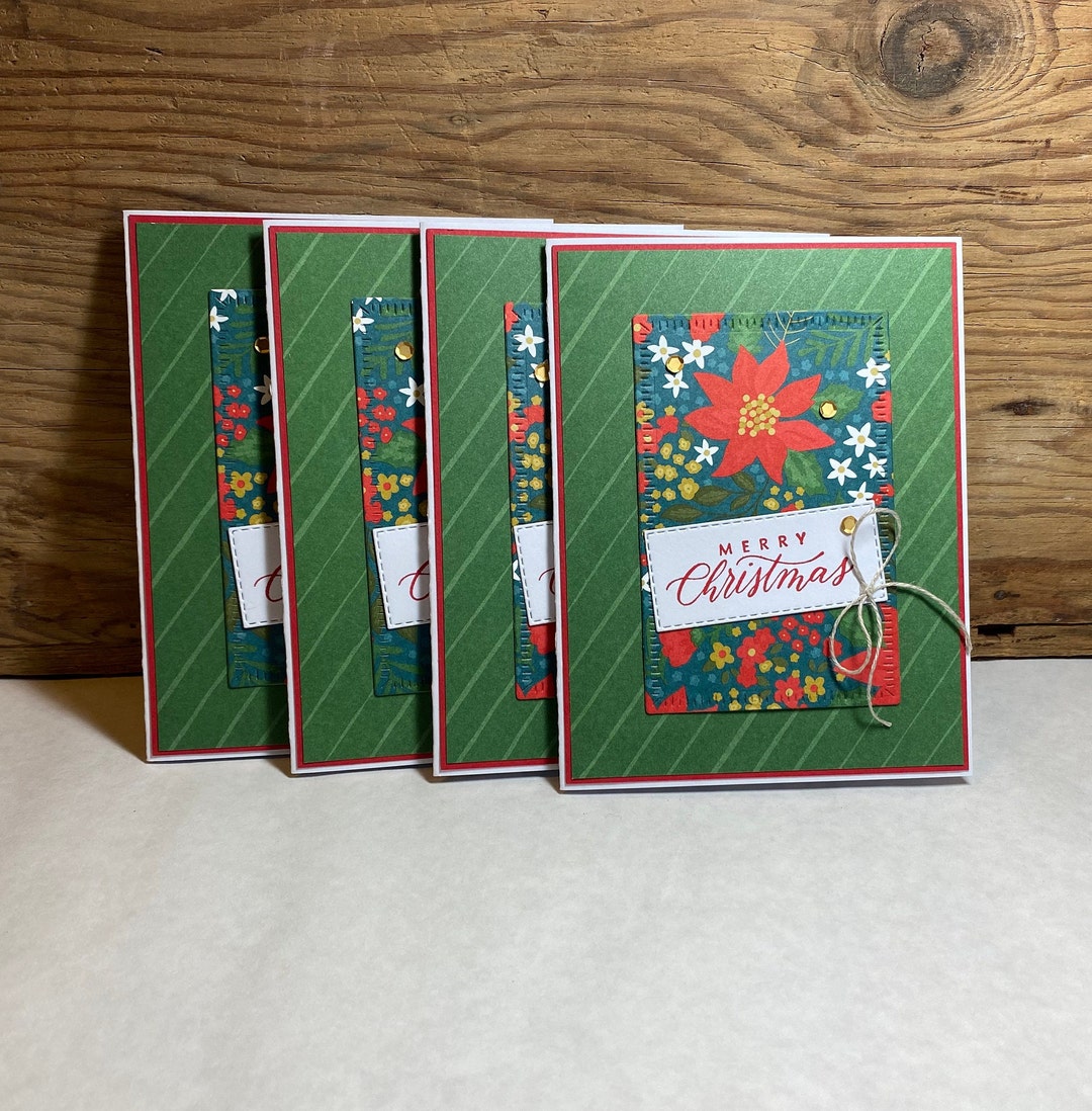 Handmade Christmas Cards Set of 4 Cards Merry Christmas - Etsy