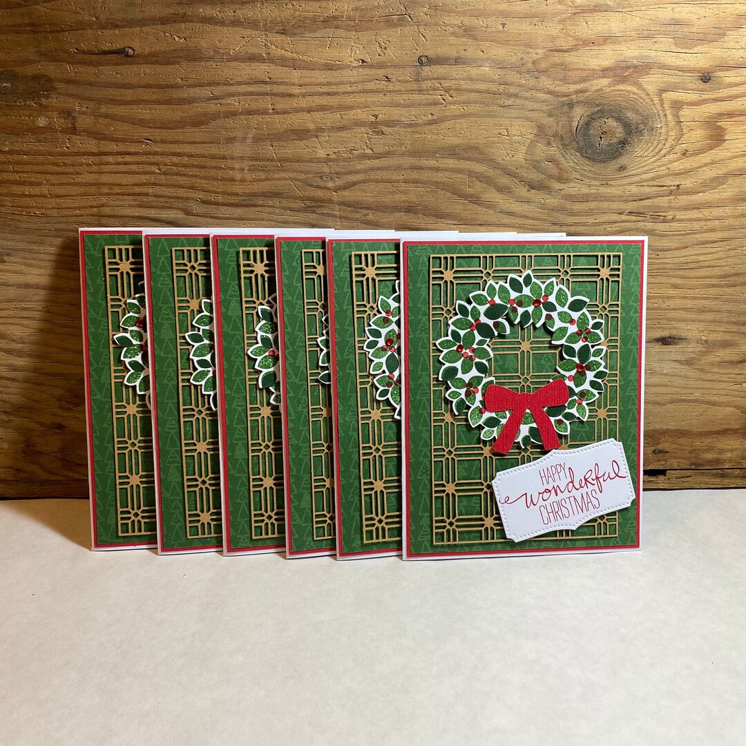Handmade Christmas Cards Set of 6 Cards Happy Wonderful - Etsy