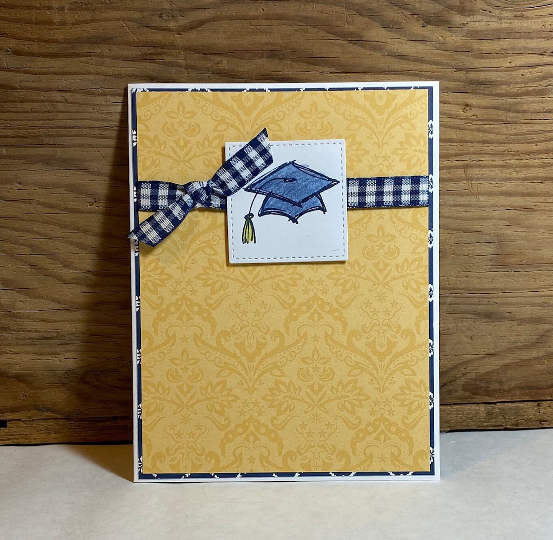 Handmade Graduation Card Blue/gold Graduation Graduation - Etsy