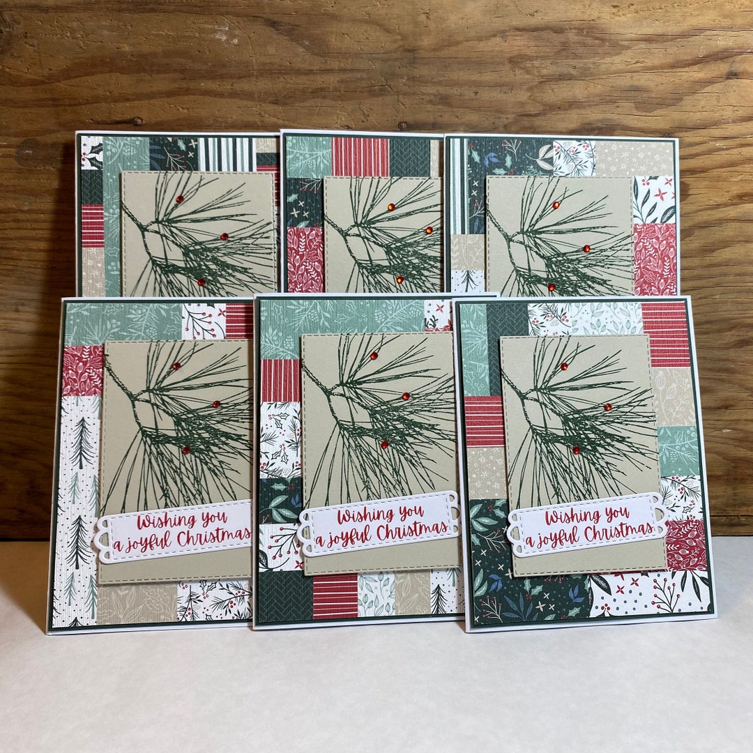 Handmade Christmas Cards Set of 6 Cards Christmas Greeting Holiday Card ...