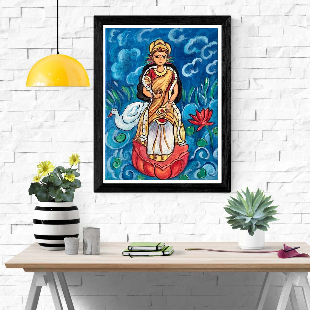 Origina Kerala Mural Style Lakshmi Devi Painting - Etsy UK
