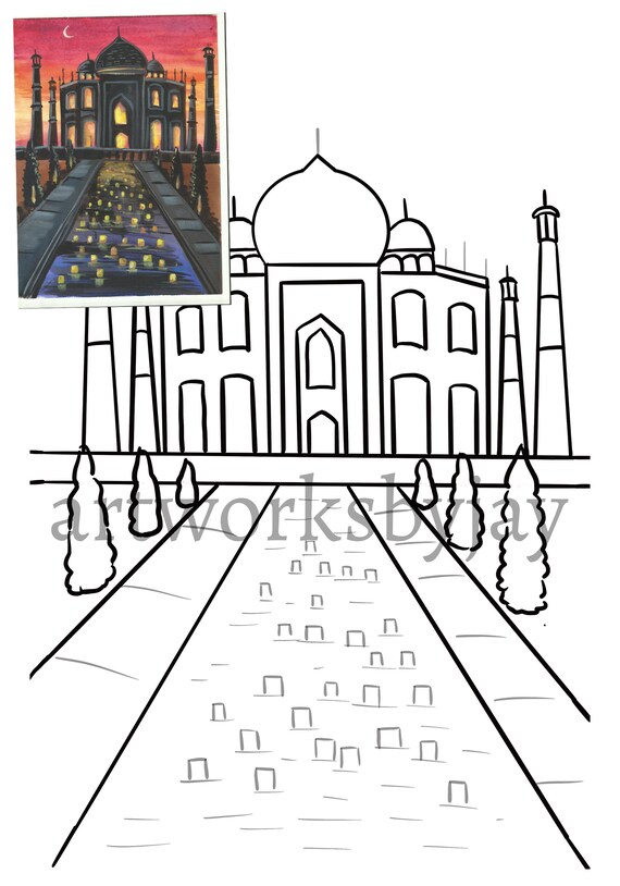 Taj Mahal Drawing For Kids