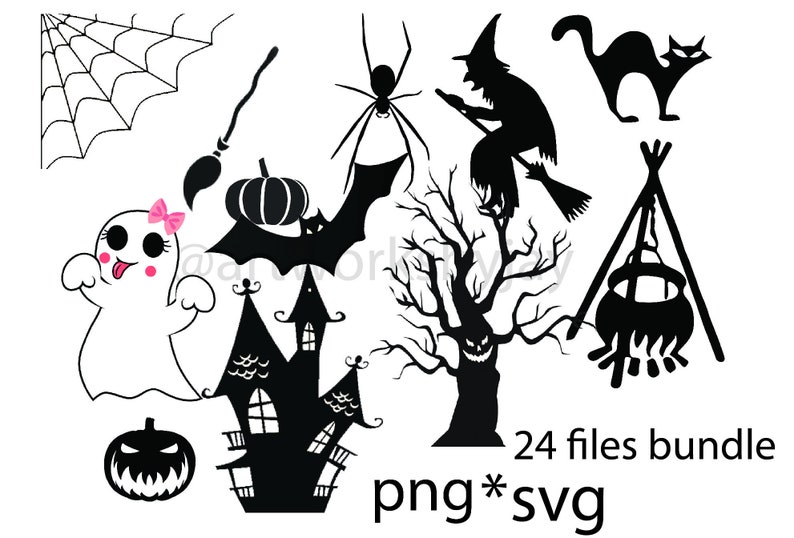 Printable Halloween Clipart Cute Pumpkins Ghosts Bats - Etsy