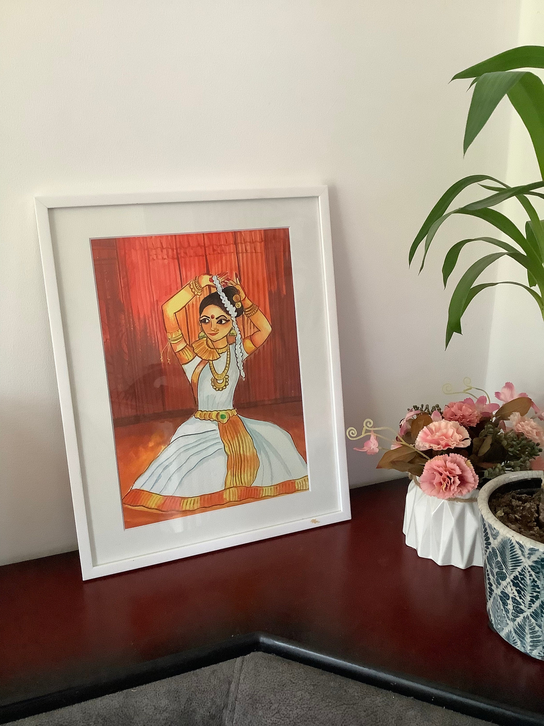Original Handpainted Kerala Mural Onam Painting - Mohiniyattam Dancer ...