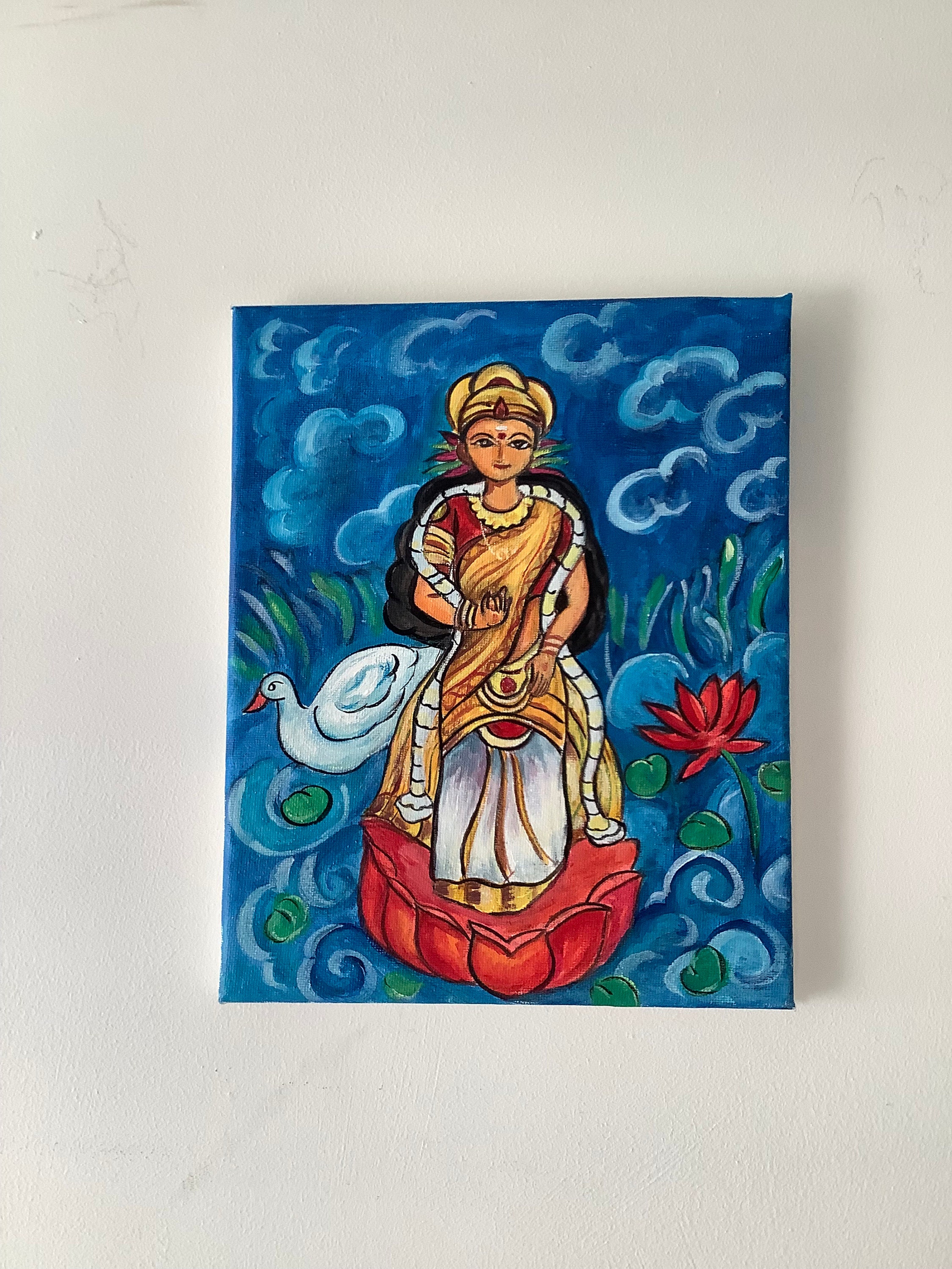 Origina Kerala Mural Style Lakshmi Devi Painting - Etsy UK