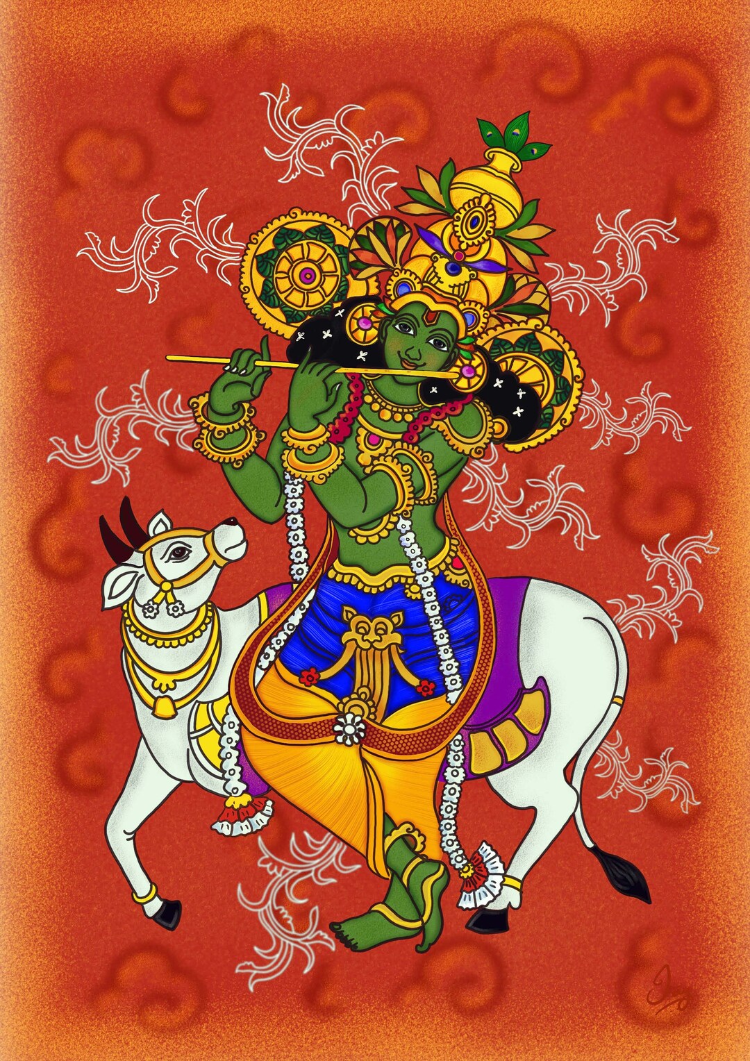 Krishna Kerala Mural Painting Guruvayoorappan Vishu Painting - Etsy