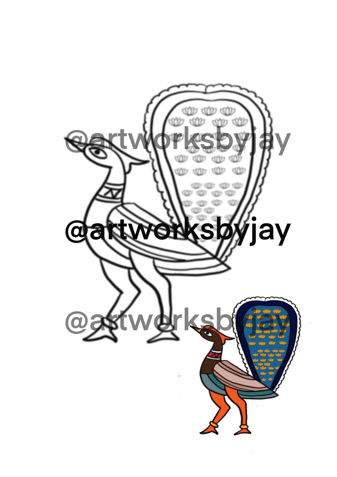 Hand-drawn Madhubani , Pattachitra , Kerala Mural ,peacock Outline ...