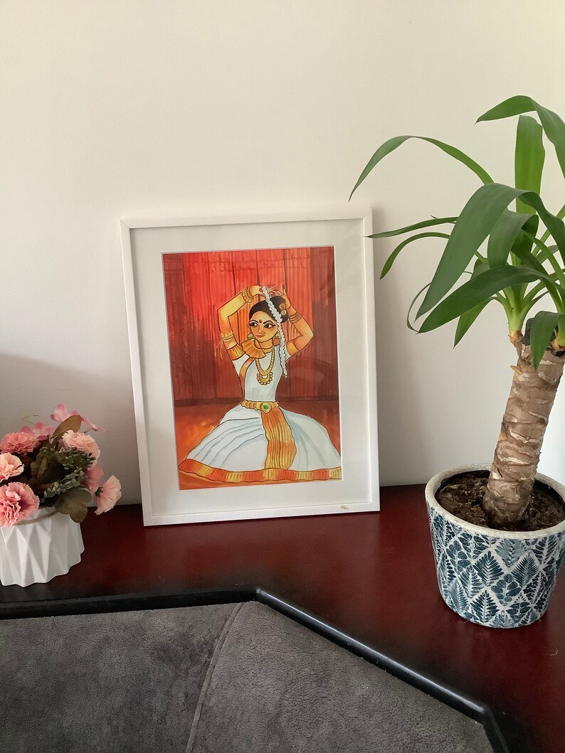 Original Handpainted Kerala Mural Onam Painting - Mohiniyattam Dancer ...