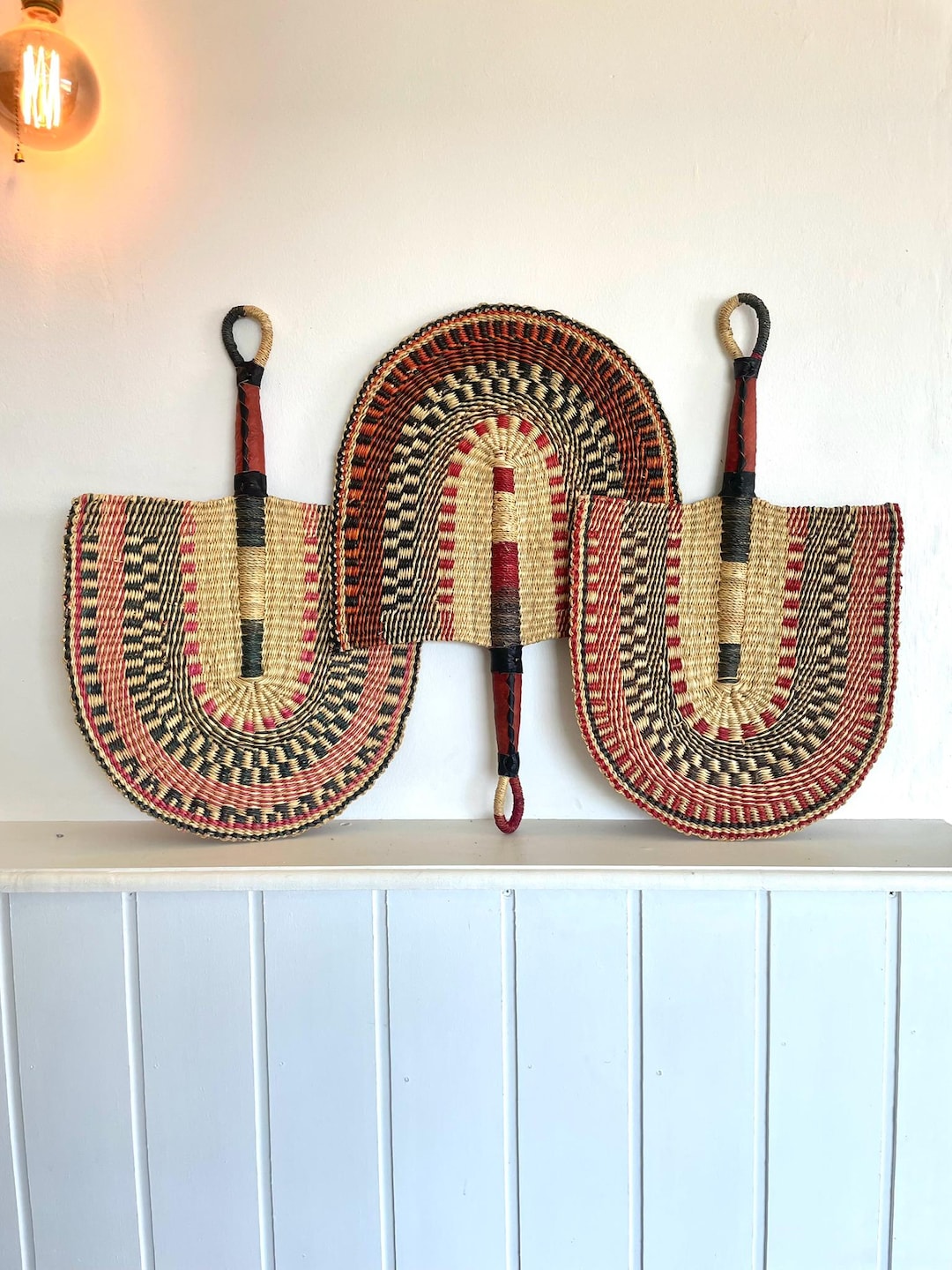 Bolga Fans | Authentic Ghanaian Woven Fans | Wall Decor | Set of 3 ...