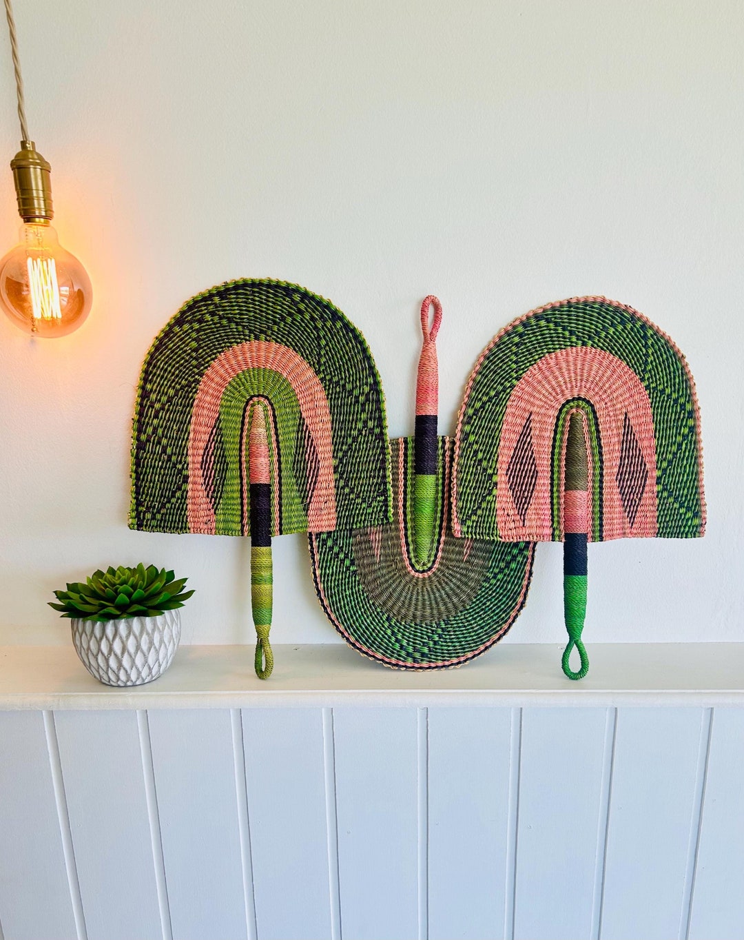 Set of 3 Bolga African Fans Authentic Ghanaian Woven Fans Wall Decor ...