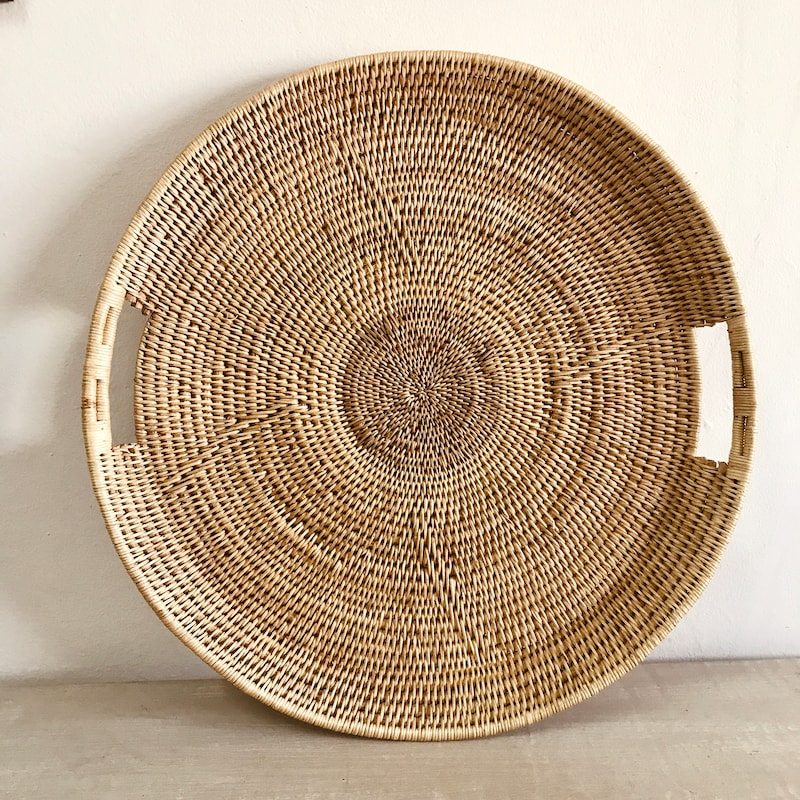 Woven Wicker Rattan Tray - Etsy