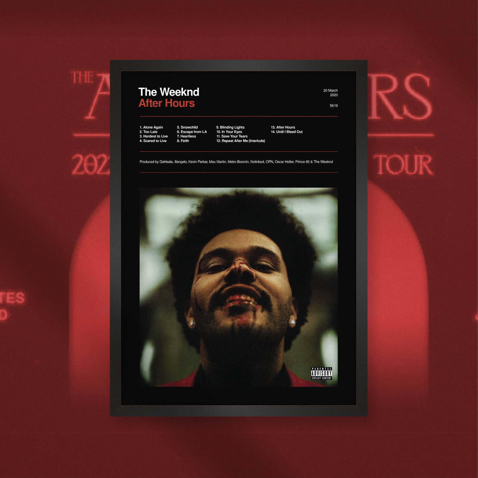 The Weeknd After Hours Album Art Poster Print Tour | Etsy