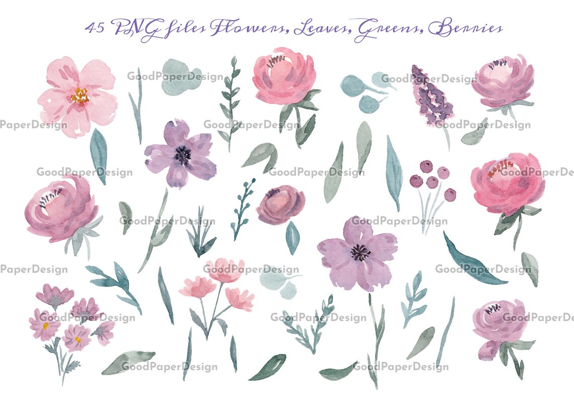 Watercolor Bouquet Watercolor Flowers Clipart Wreath Frame - Etsy