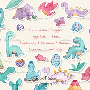 Baby Dinosaurs Watercolor Clipart. Hand Painted Cute Dinosaurs Clip Art ...