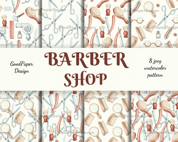 Barber Digital Paper. Seamless Pattern Digital Background. | Etsy