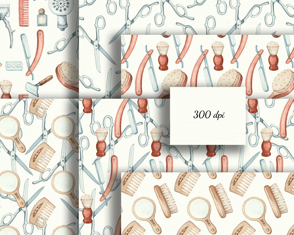Barber Digital Paper. Seamless Pattern, Digital Background. Vintage ...