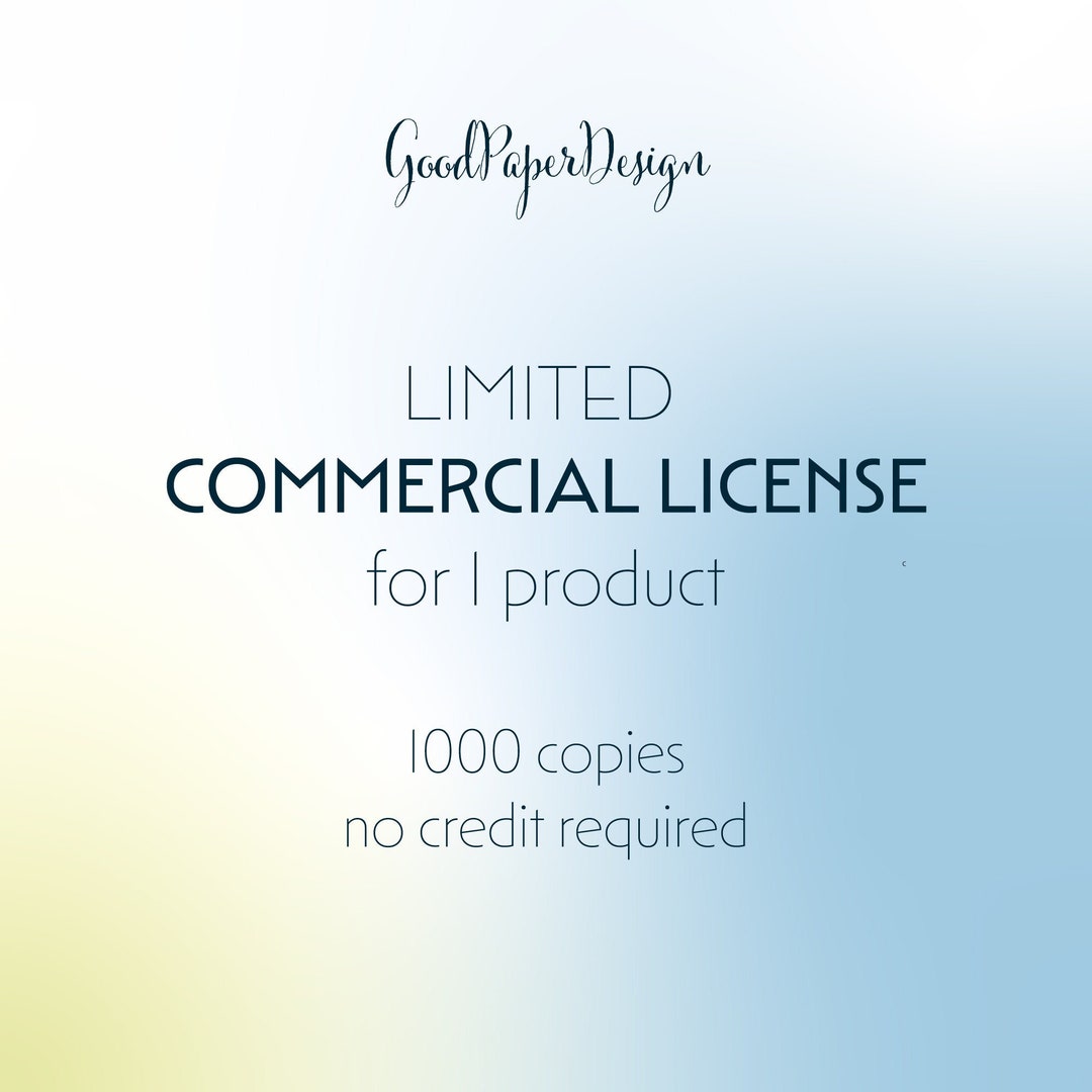 The Limited COMMERCIAL LICENSE for 1 Product. No Credit Required. 1000 ...