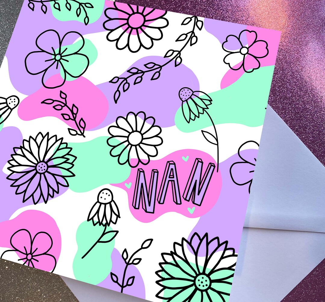 Nan Flower Doodles Card - Etsy