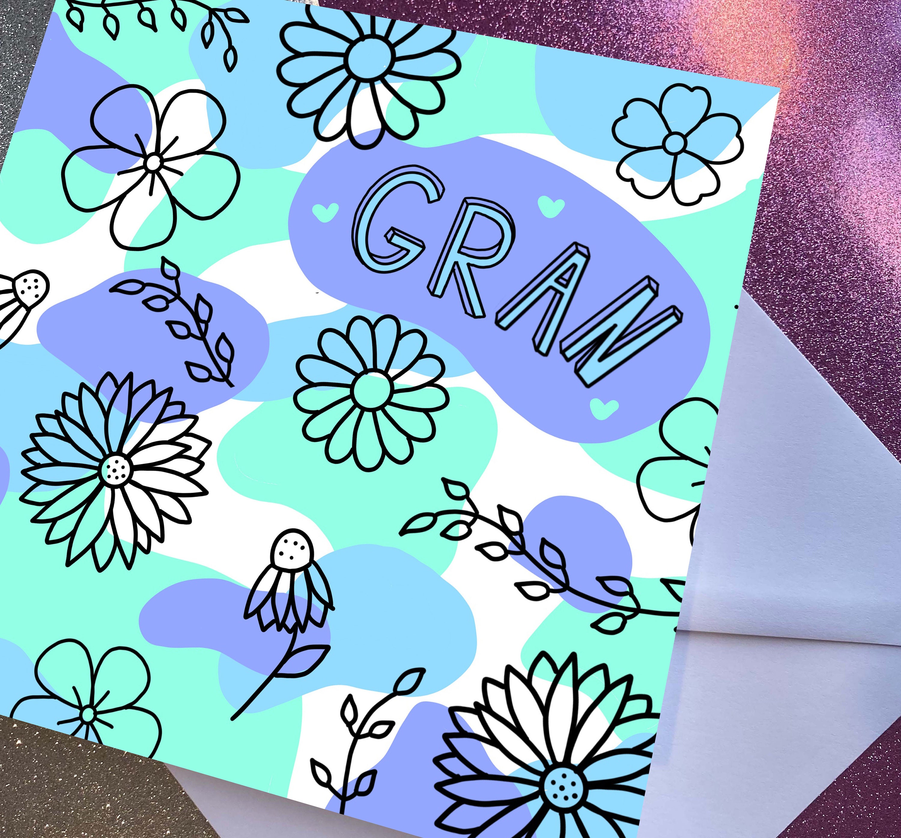 Gran Flower Doodles Card - Etsy
