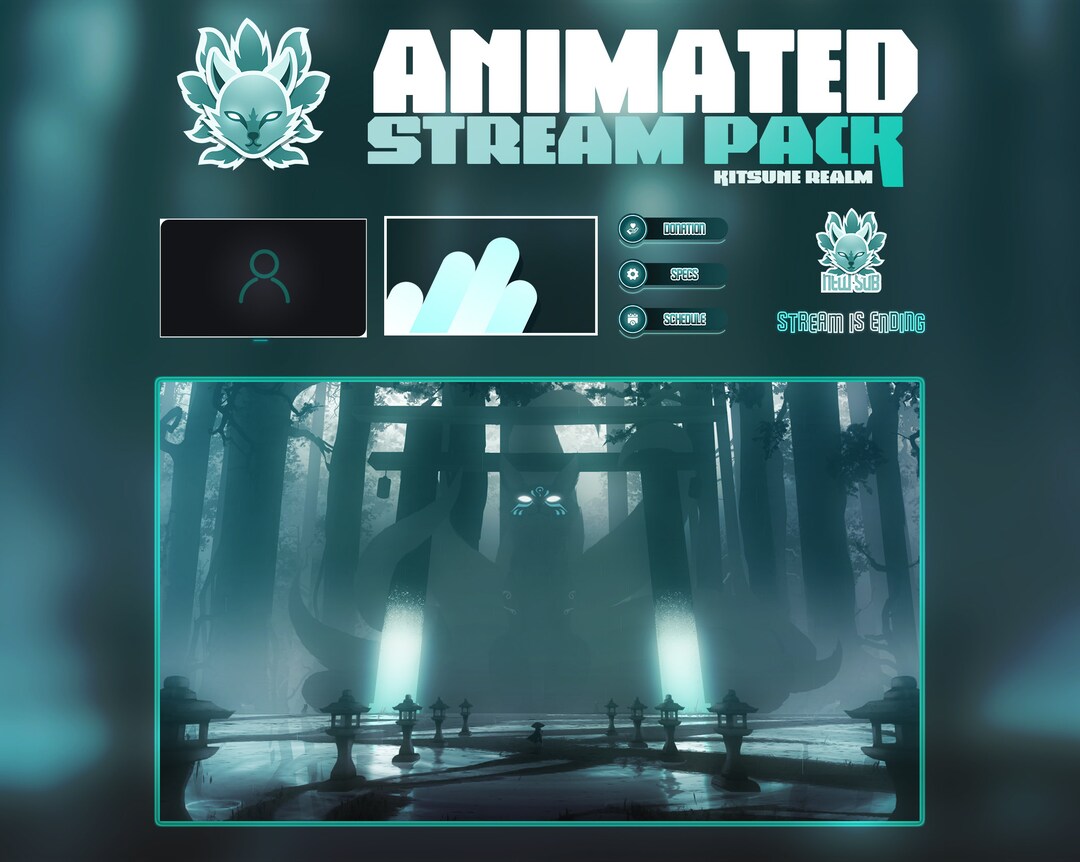 ANIMATED Kitsune Realm Stream Pack - 1 Artwork - 4 Sentences - 10 ...