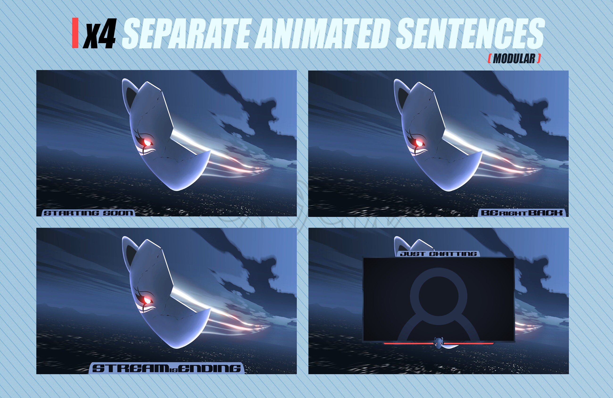 ANIMATED Flying Mask Stream Pack - 1 Artwork - 4 Sentences - 14 Panels ...