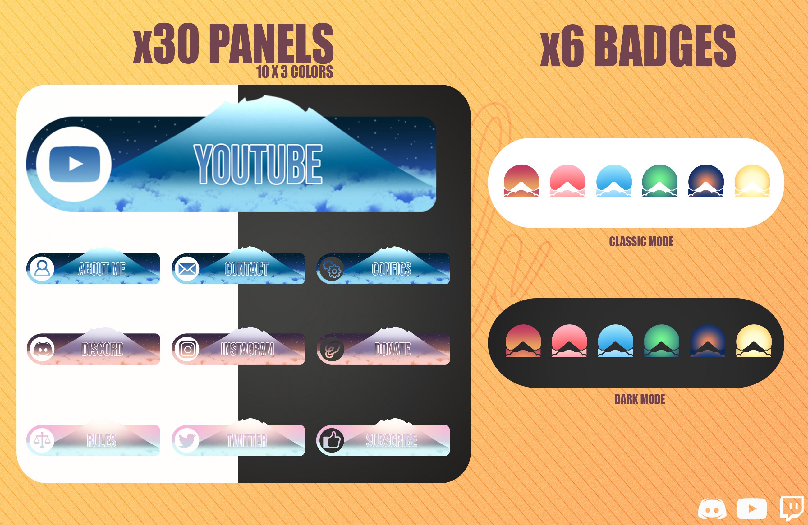 ANIMATED MOUNT FUJI Stream Pack - 3 Overlays - 3 Sentences - 6 Badges ...