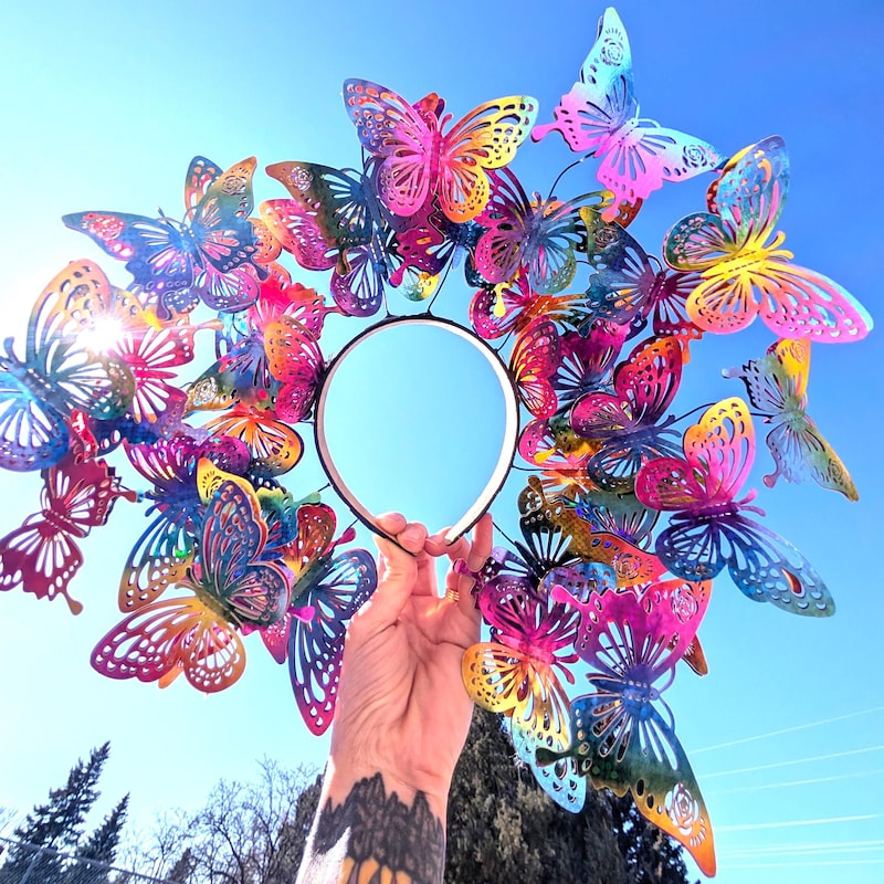 Rainbow Butterfly Crown - Etsy