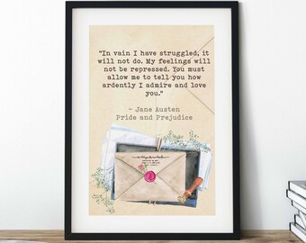 Jane Austen Dictionary Page Art Print Poster, Jane Austen Art Print ...