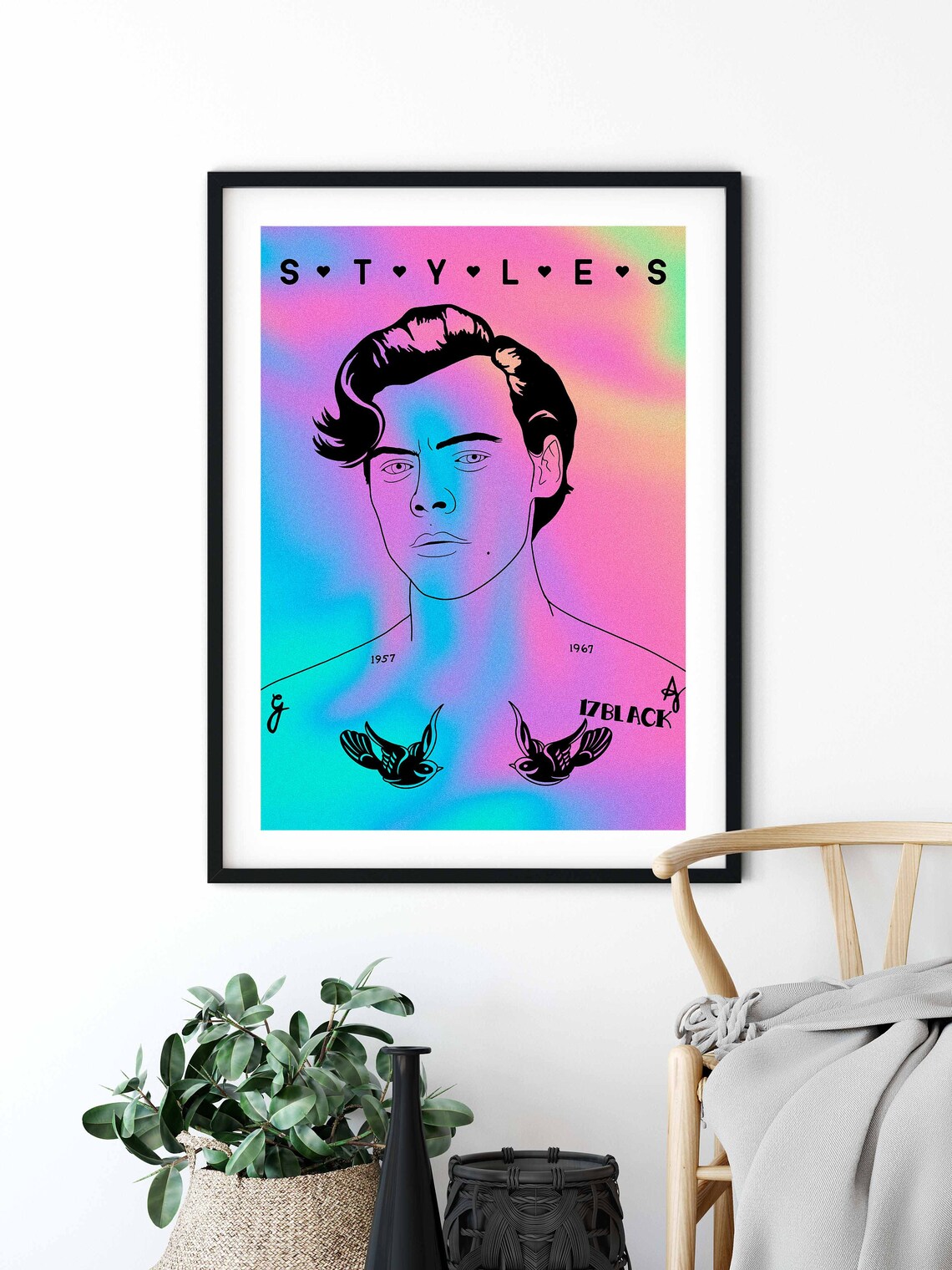 Harry Styles Holographic Style Wall Art Print Wall Art Wall Decor Harry ...