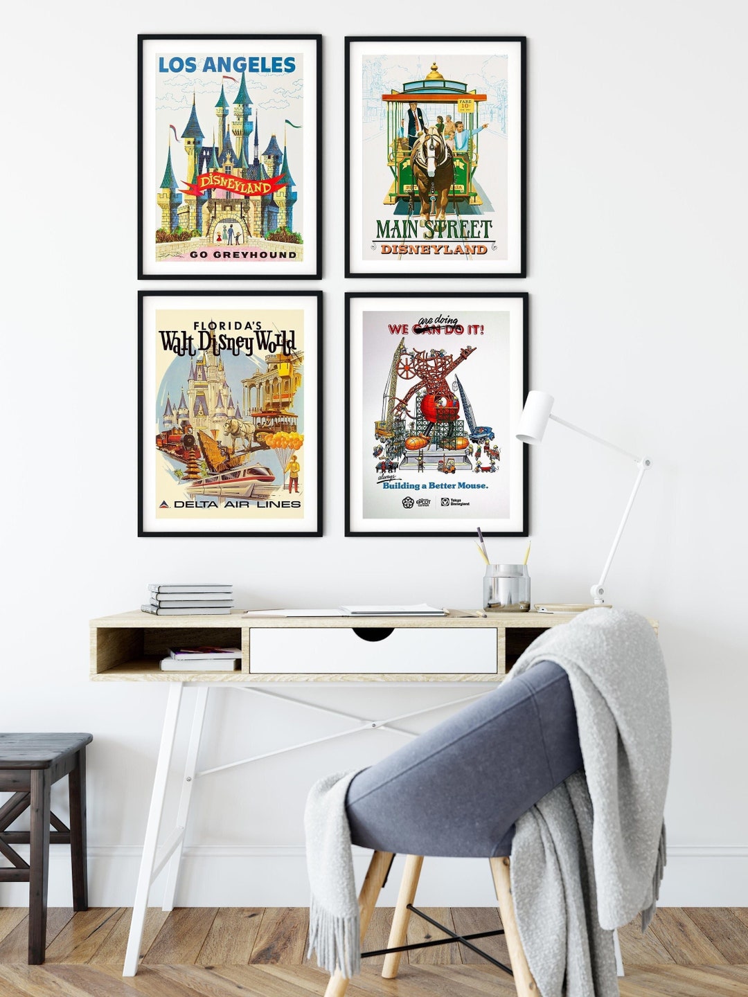 Disneyland Park Vintage Poster Print Set of 4 | Wall Art | Wall Decor ...