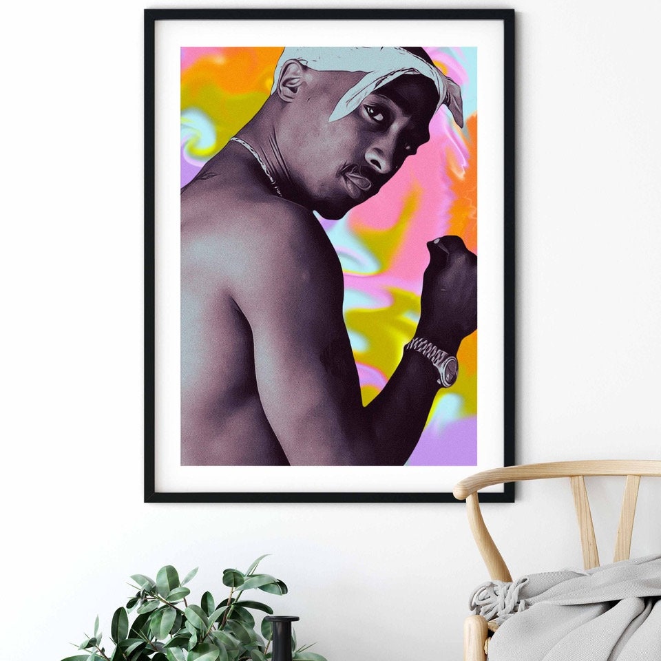 Colourful Grainy Tupac 2pac Print | Wall Art | Wall Decor | Tupac ...