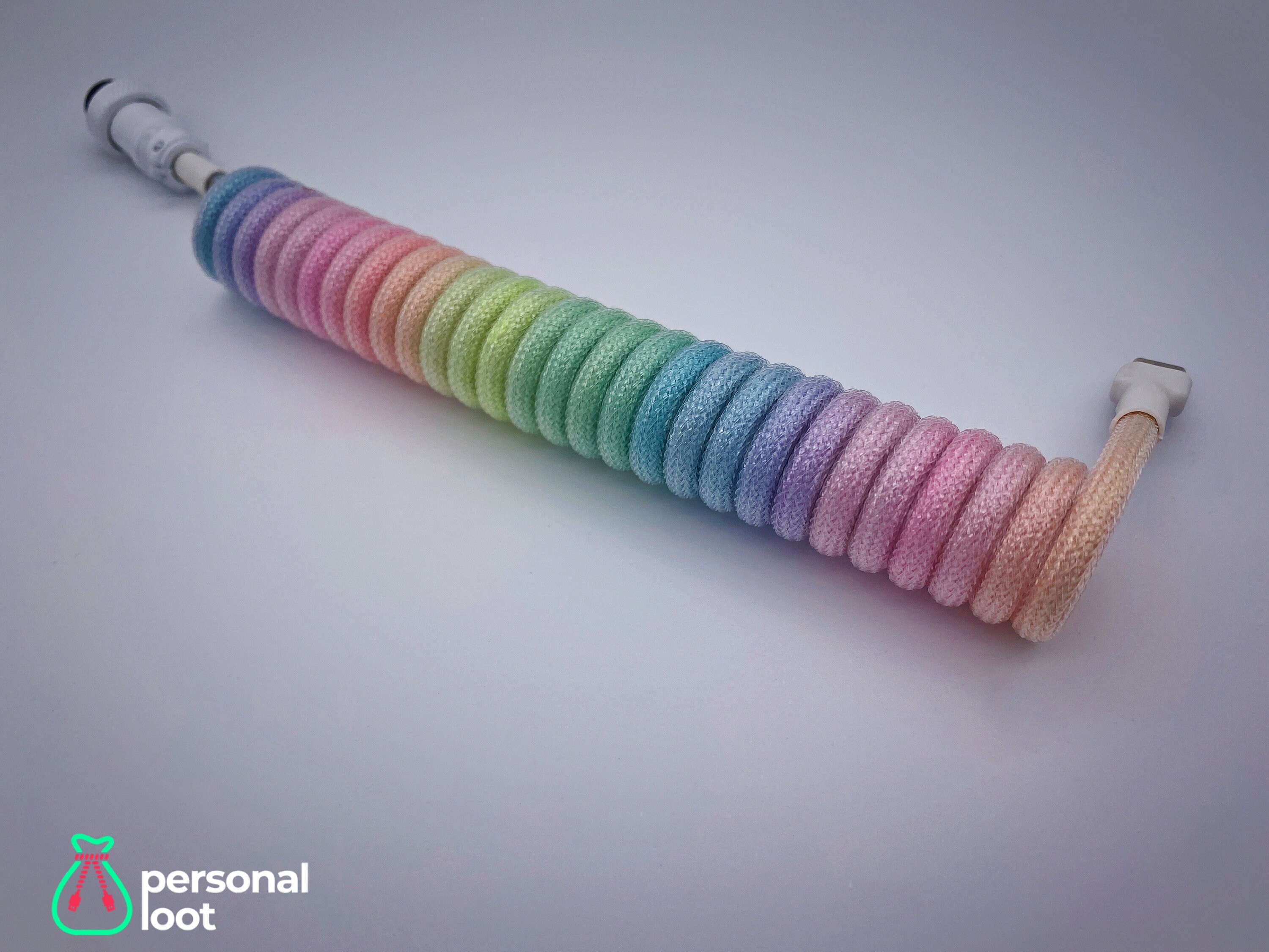 Pastel Rainbow Custom Coiled Keyboard Cable With White | Etsy UK