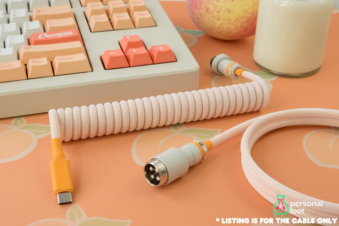 Peaches N Cream Custom Coiled Cable for Mechanical Keyboards – Made to ...