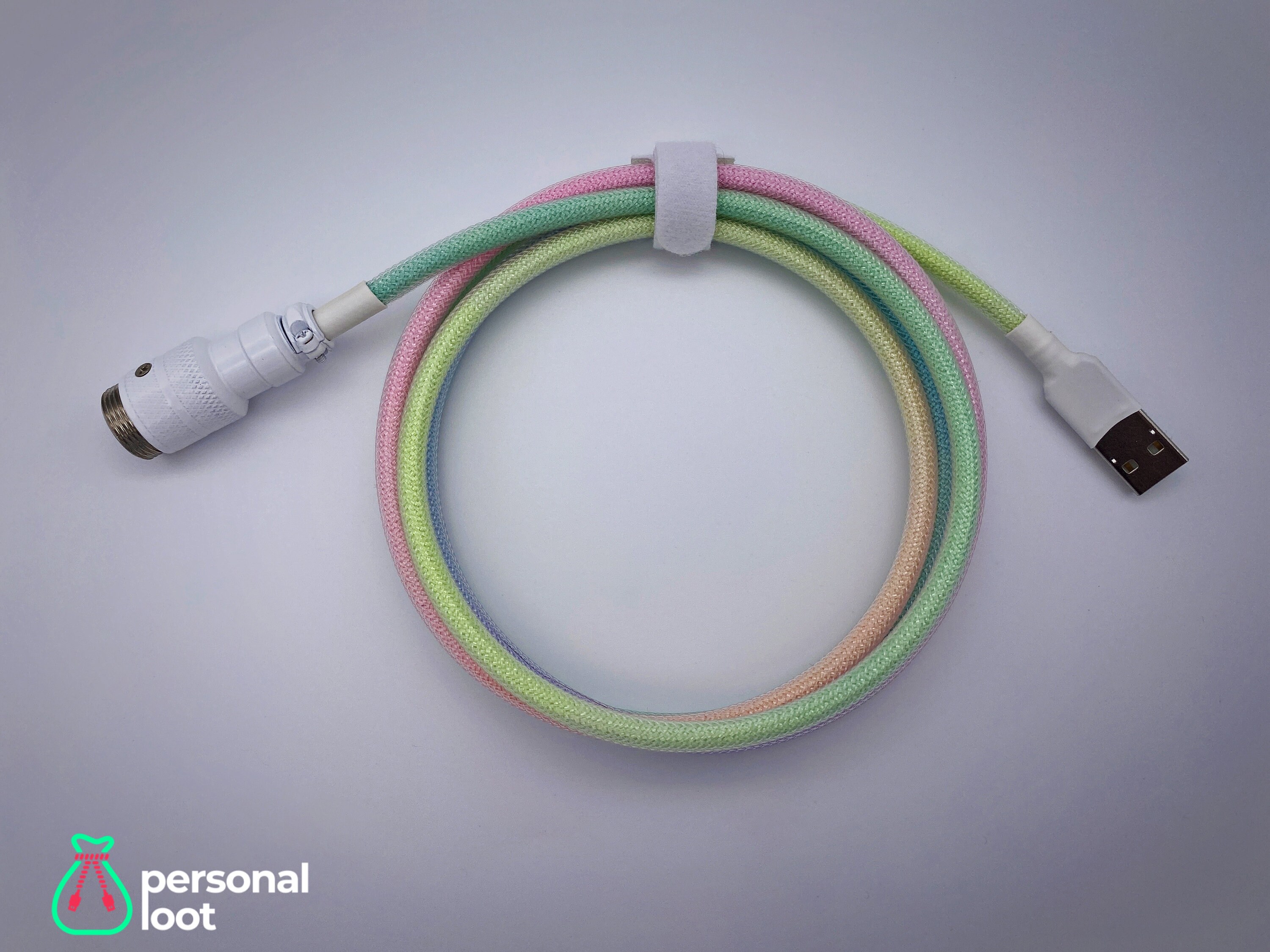 Pastel Rainbow Custom Coiled Keyboard Cable With White | Etsy UK