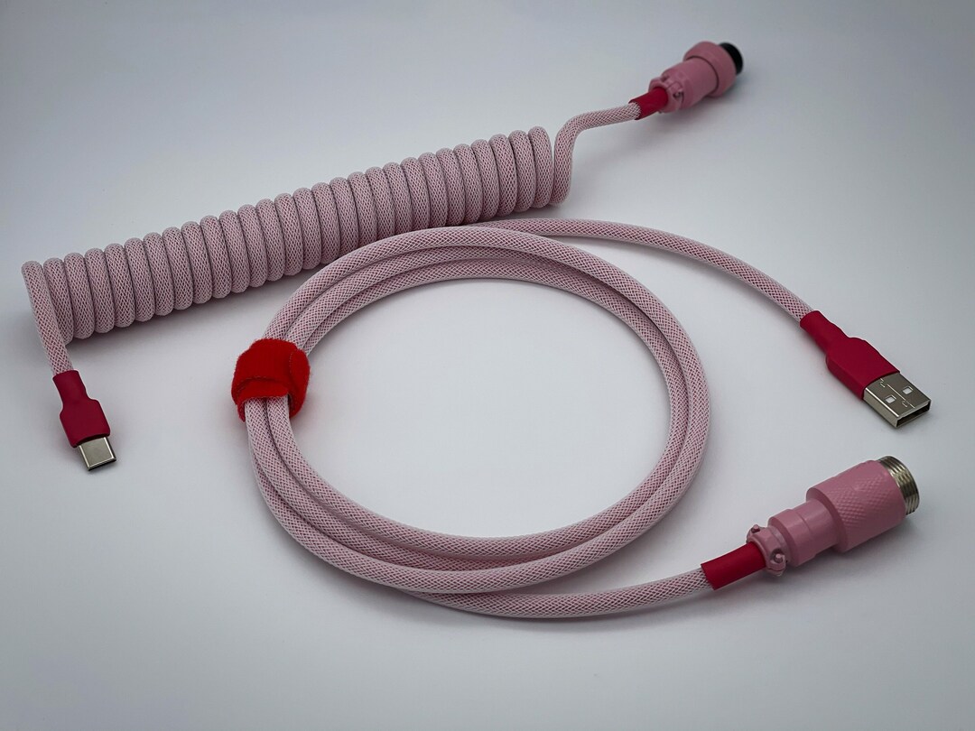 Darling Custom Coiled Keyboard Cable | Pastel Pink With Pink Aviator ...