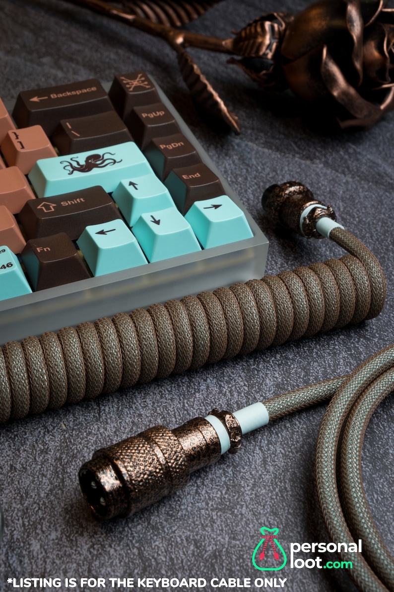Copper Themed Custom Coiled Keyboard Cable With Antique Copper - Etsy