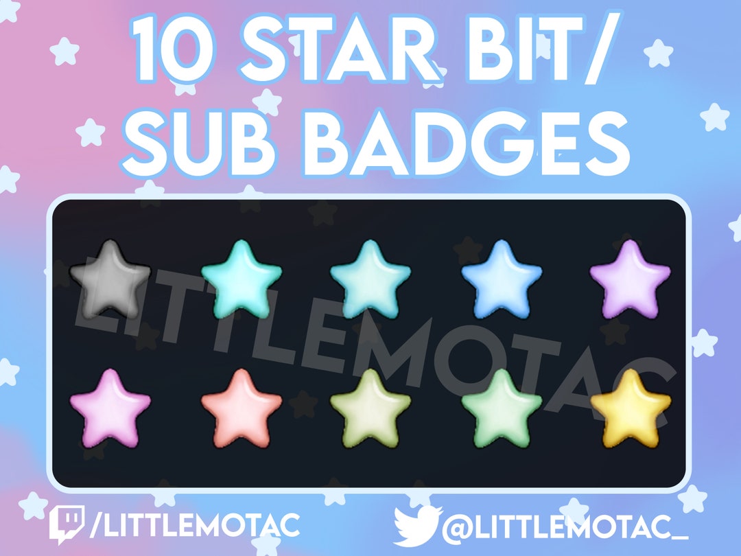 Star Bit / Sub Twitch Badges X10 | Various Coloured Stream Badges for ...