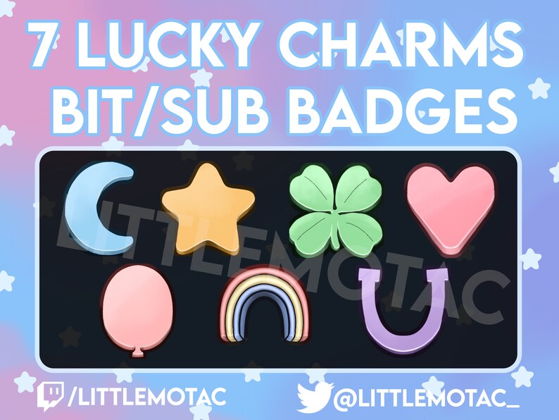 Lucky Charms Marshmallow Bit / Sub Twitch Badges X7 | Cute Colourful ...