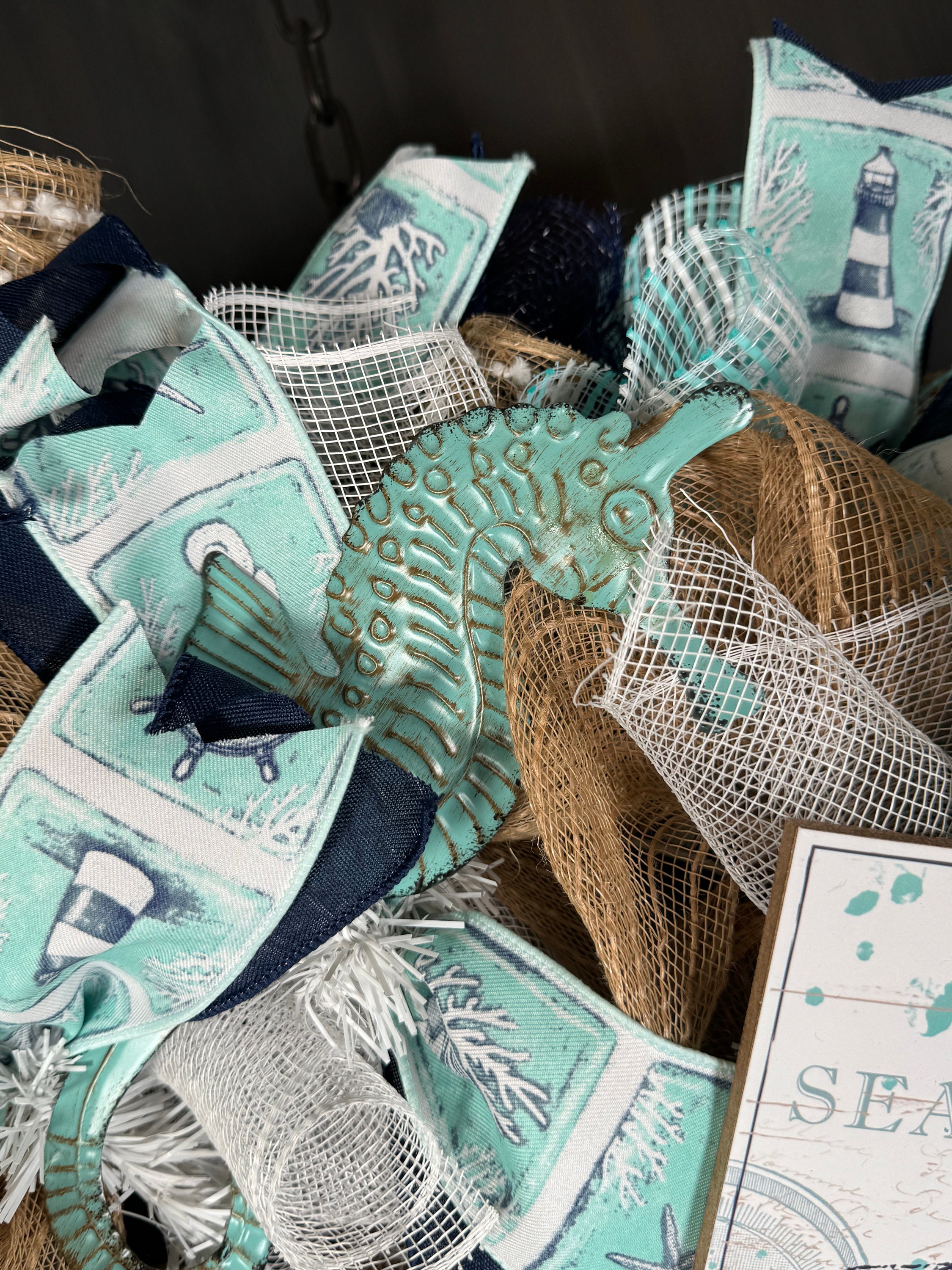 Vintage Nautical Collage Wreath With Blueprint Accents and Burlap ...