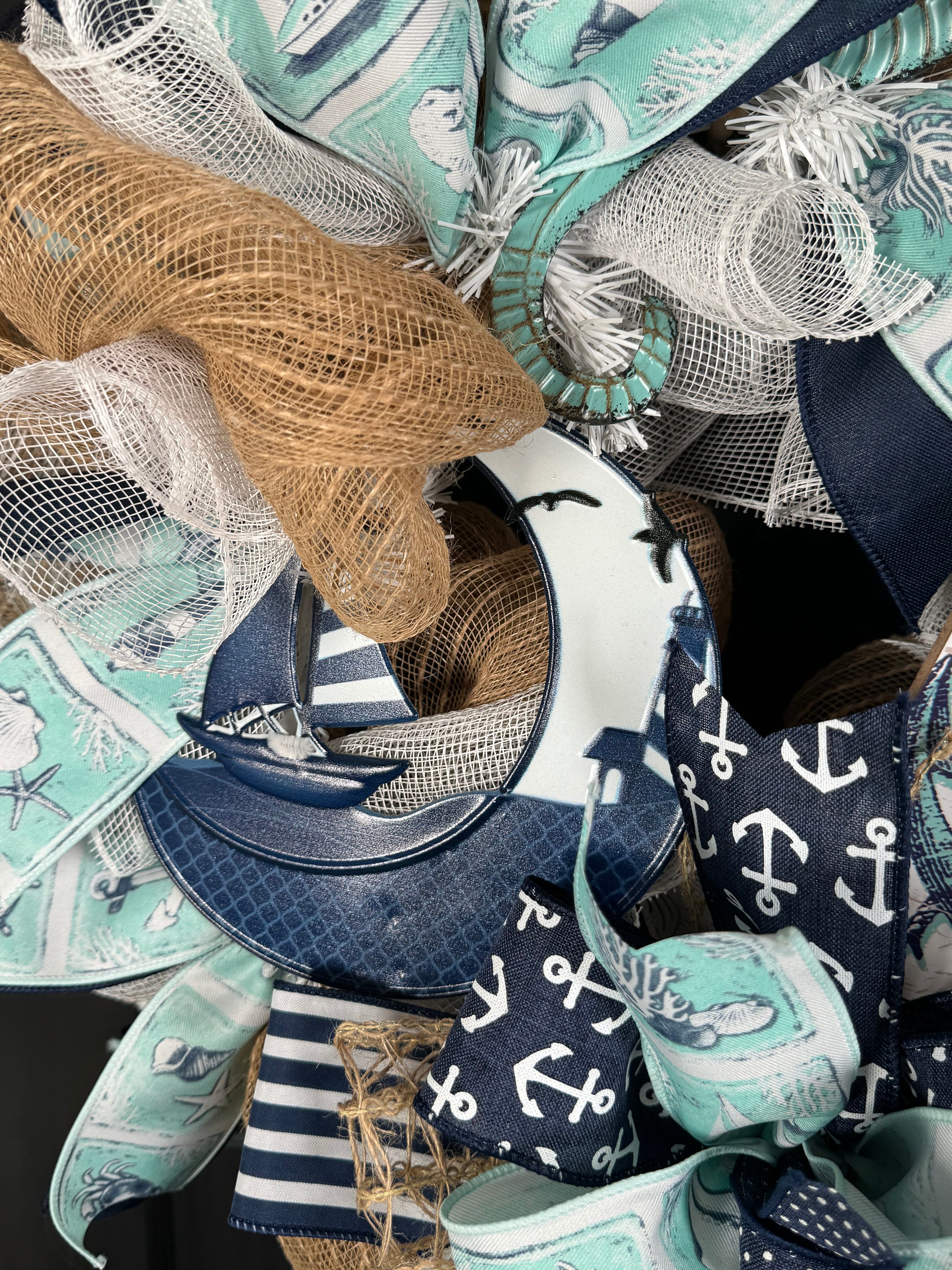 Vintage Nautical Collage Wreath With Blueprint Accents and Burlap ...