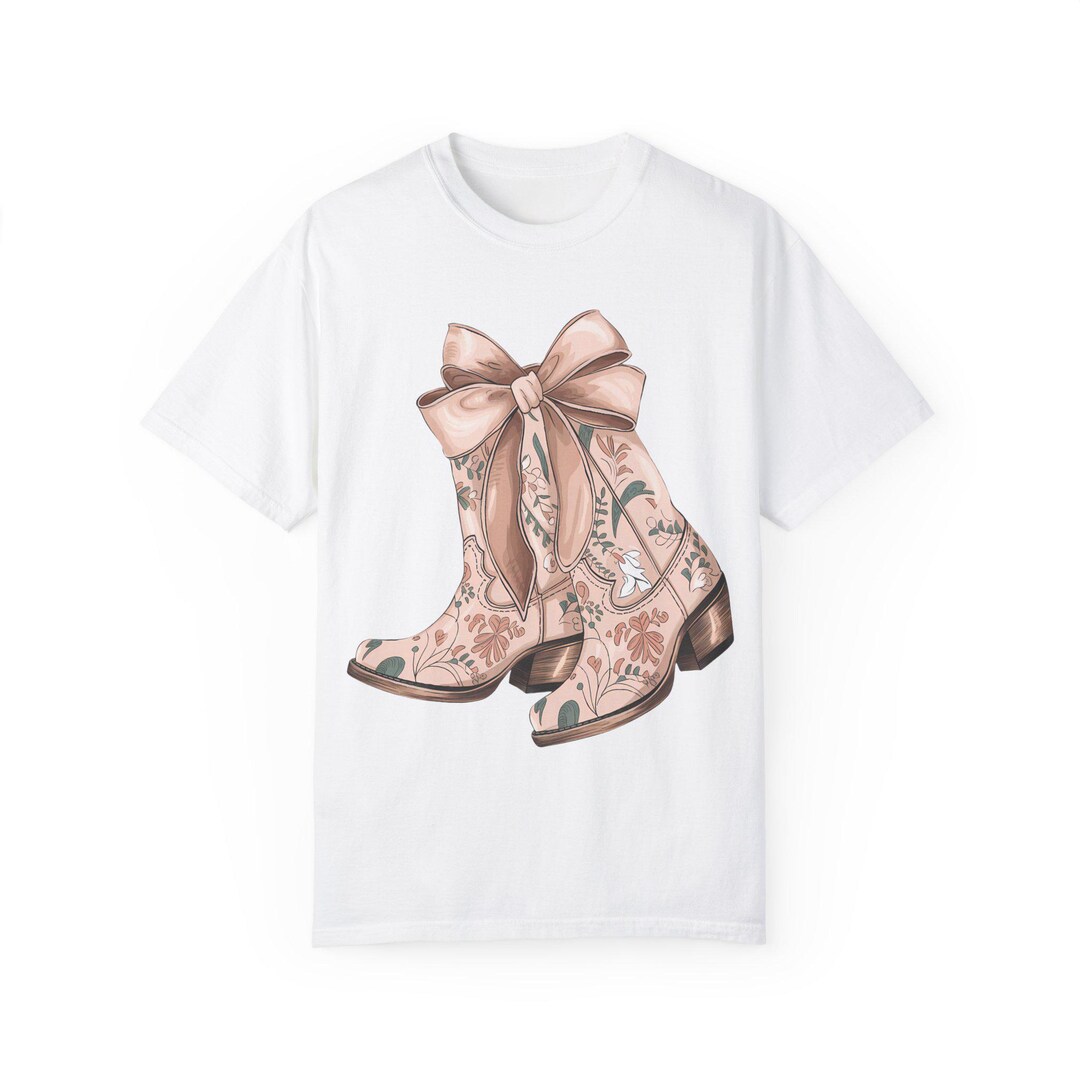 Whimsical Floral Cowboy Boots T-shirt, Vintage Style Shirt, Country ...