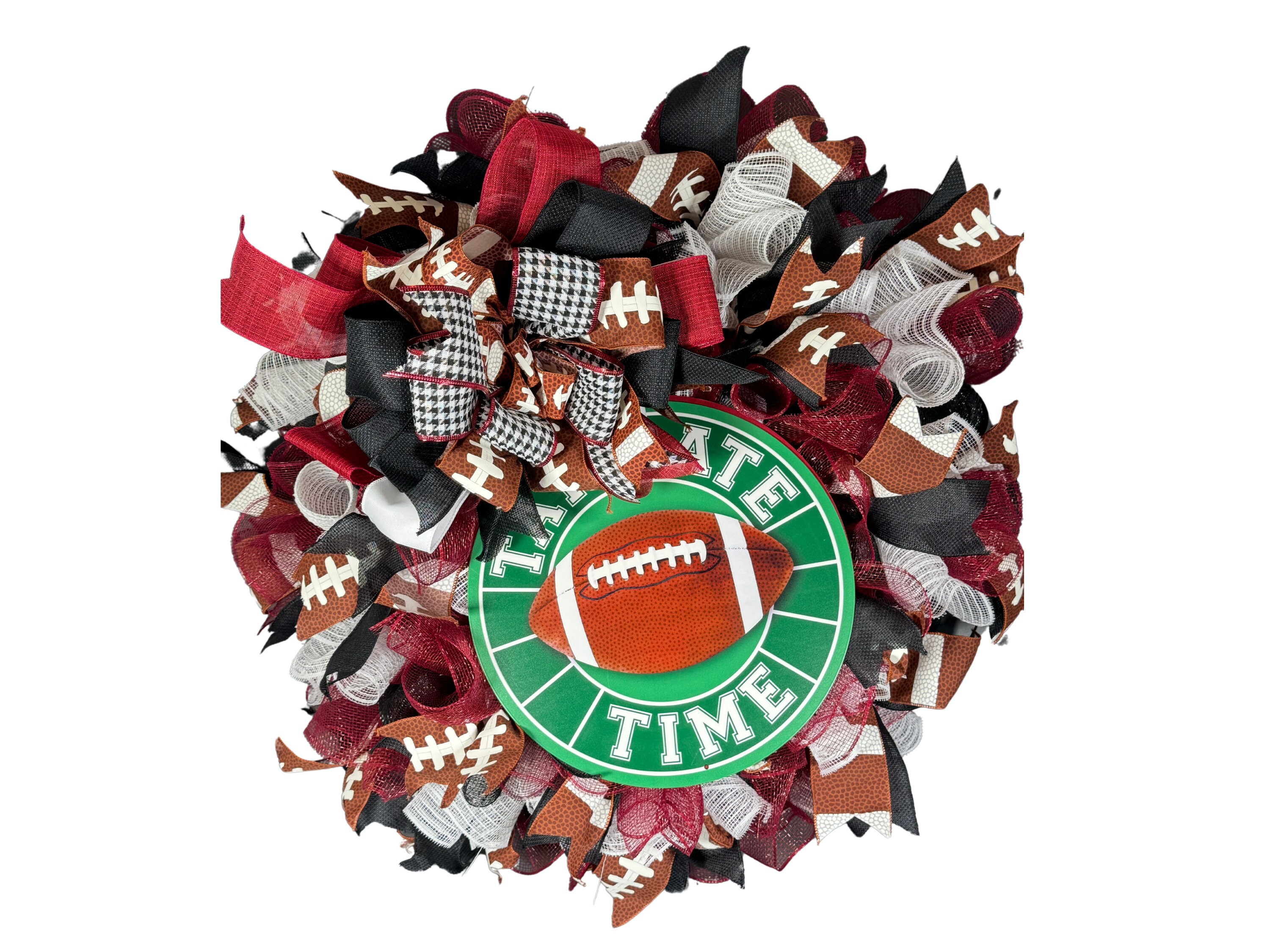 Large Football Mesh Wreath, Game Day Decor, Sports Fan Wreath, Football ...