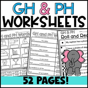 PH and GH Worksheets: Cut and Paste Sorts, Cloze, Read and Draw Instant ...
