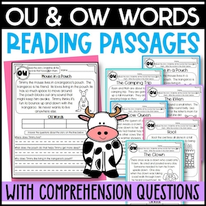 OU and OW Passages: First Grade Reading Worksheets. PDF Download - Etsy