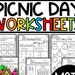 Picnic Day Themed Activities and Worksheets: Back to School Review Math ...