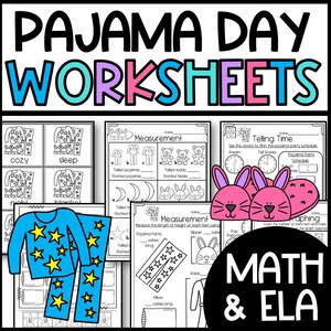 Pajama Day Themed Activities and Worksheets: Back to School Review Math ...